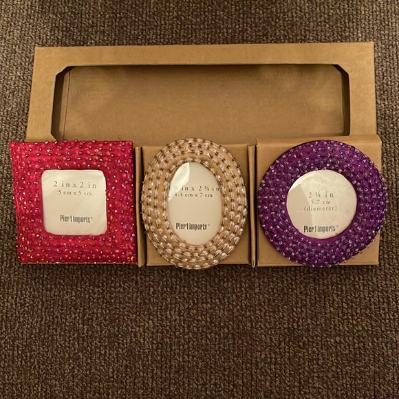 Pier 1 | Accents | Pier Imports Mini Fabric Bejeweled Frames | Poshmark